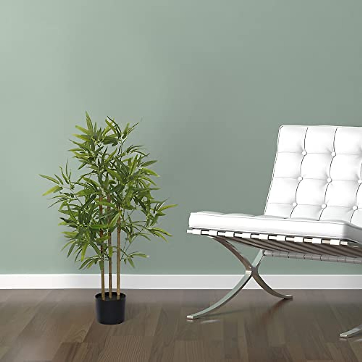 SOFTFLAME 3ft Bamboo Artificial Tree, Faux Bamboo Plant, Artificial Plant with 3 Trunks, Ideal for Home Office Indoor Decoration