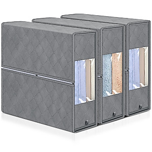 KIMBORA Foldable Bed Sheet Organizer and Storage, 3 Pack King Size Sheet Set Organizer for Linen Closet With Clear PVC Sheet Storage for Bedding Sheets, Duvet Covers and Pillow cases