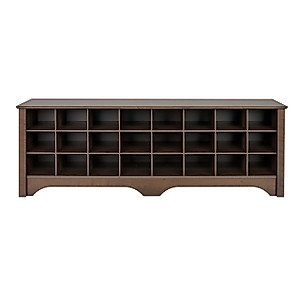 Prepac 24 Pair Shoe Storage Cubby Bench, Espresso & Entryway Cubbie Shelf, Espresso