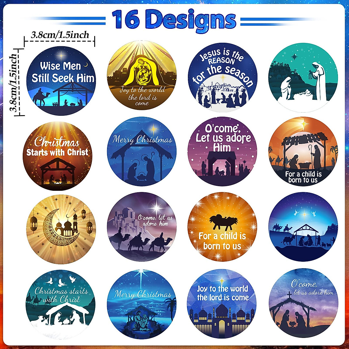 800Pcs Christmas Religious Stickers Nativity Stickers Jesus Christian Faith Roll Sticker Labels for Xmas Cards Envelope Favor