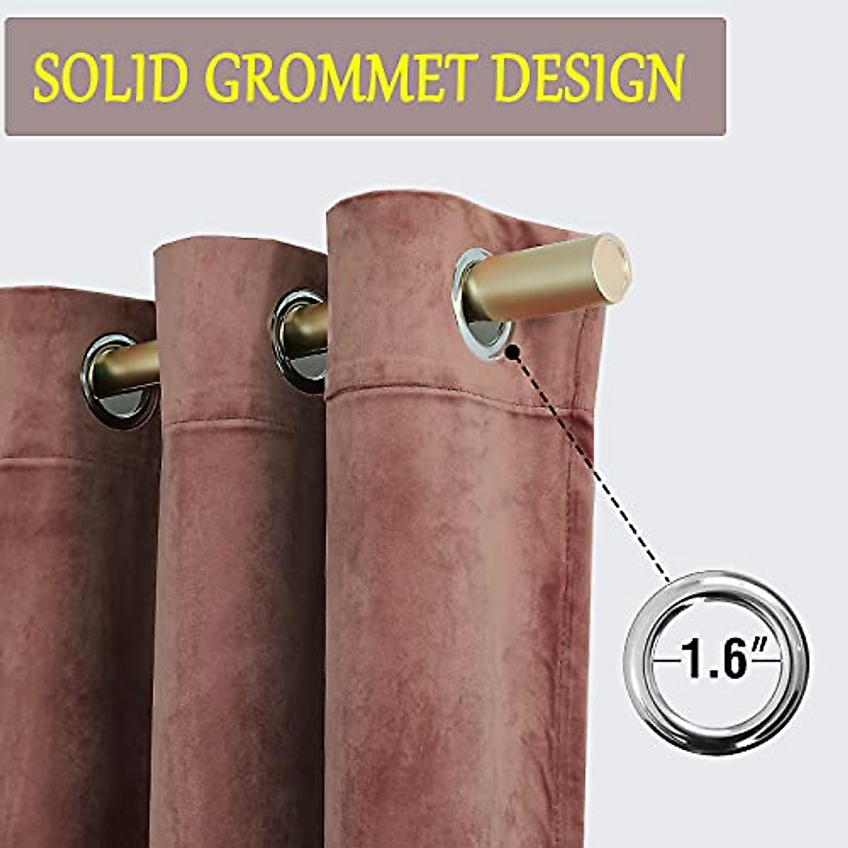 Timeper Pink Velvet Curtains 84 inches - Elegant Decor Mauve Blackout Curtains Wild Rose Curtains Drapes with Grommet top for Living Room/Daughter Bedroom, Wild Rose, W52 x L84, 2 Panels