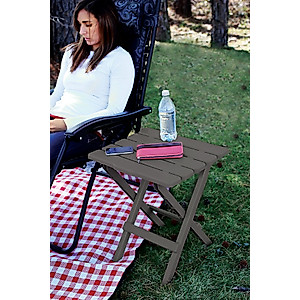 Camco 51885 Charcoal Large Adirondack Portable Outdoor Folding Side Table, Perfect for The Beach, Camping, Picnics, Cookouts & More, Weatherproof & Rust Resistant