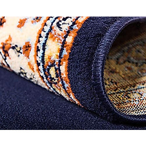 Unique Loom Reza Collection Traditional Persian Style Area Rug, 6 x 9 ft, Navy Blue/Ivory