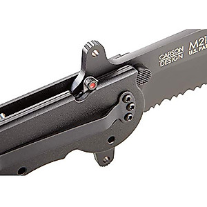 CRKT M21-14SF EDC Folding Pocket Knife: Special Forces Everyday Carry, Black Serrated Edge Blade, Veff Serrations, Automated Liner Safety, Dual Hilt, Aluminum Handle, Pocket Clip