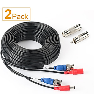 SHD 2Pack 50Feet BNC Vedio Power Cable Camera Video BNC Cable Wire Cord for Surveillance CCTV Security System with Connectors(BNC Female and BNC to RCA)
