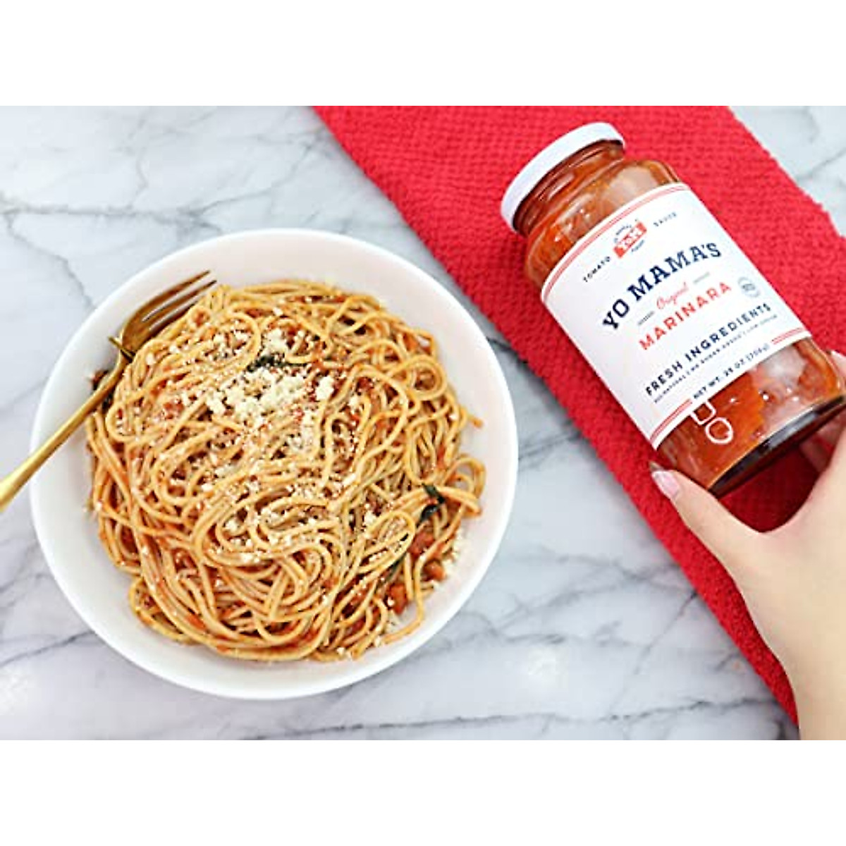 Keto Marinara Sauce by Yo Mama's Foods - Marinara Pasta Sauce for Pasta, Pizza, and Gourmet Dishes | (3) 12.5 Ounce Pasta Sauce Jars | No Sugar Added, Low Carb, Low Sodium, Gluten Free, Paleo Friendly, and Made with Whole, Non-GMO Tomatoes!
