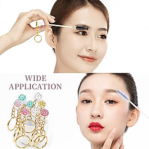 Mekupeu 20 Pcs Mascara Wand Tube Set Diamond Key Chain Tube Empty Mascara Brushes Eyelash Spoolies Brush Makeup Tool Applicator (Mixed 5 color)