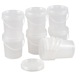 Innouse 10 Packs Clear Plastic Food Storage Containers, 0.8 L Round Ice Cream Bucket with Lid