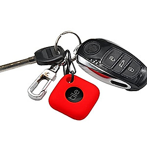 Silicone Case for Tile Pro 2020 & 2018 with Keychains, 2 Pack Anti-Scratch Protective Cover with Carabiner (Black/Red)