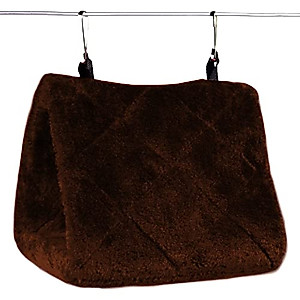 Miayaya Winter Warm Bird Nest House Shed Hut Hanging Hammock House Snuggle Plush Fluffy Finch Cage for Hamster Budgies Parakeet Cockatiel Cockatoo Lovebird Parrot 9.45 x 5.9 x 7.08 inch (Dark Coffee)