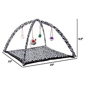 Cat Activity Center- Interactive Play Area Station for Cats, Kittens with Fleece Mat, Hanging Toys, Foldable Design for Exercise, Napping by PETMAKER