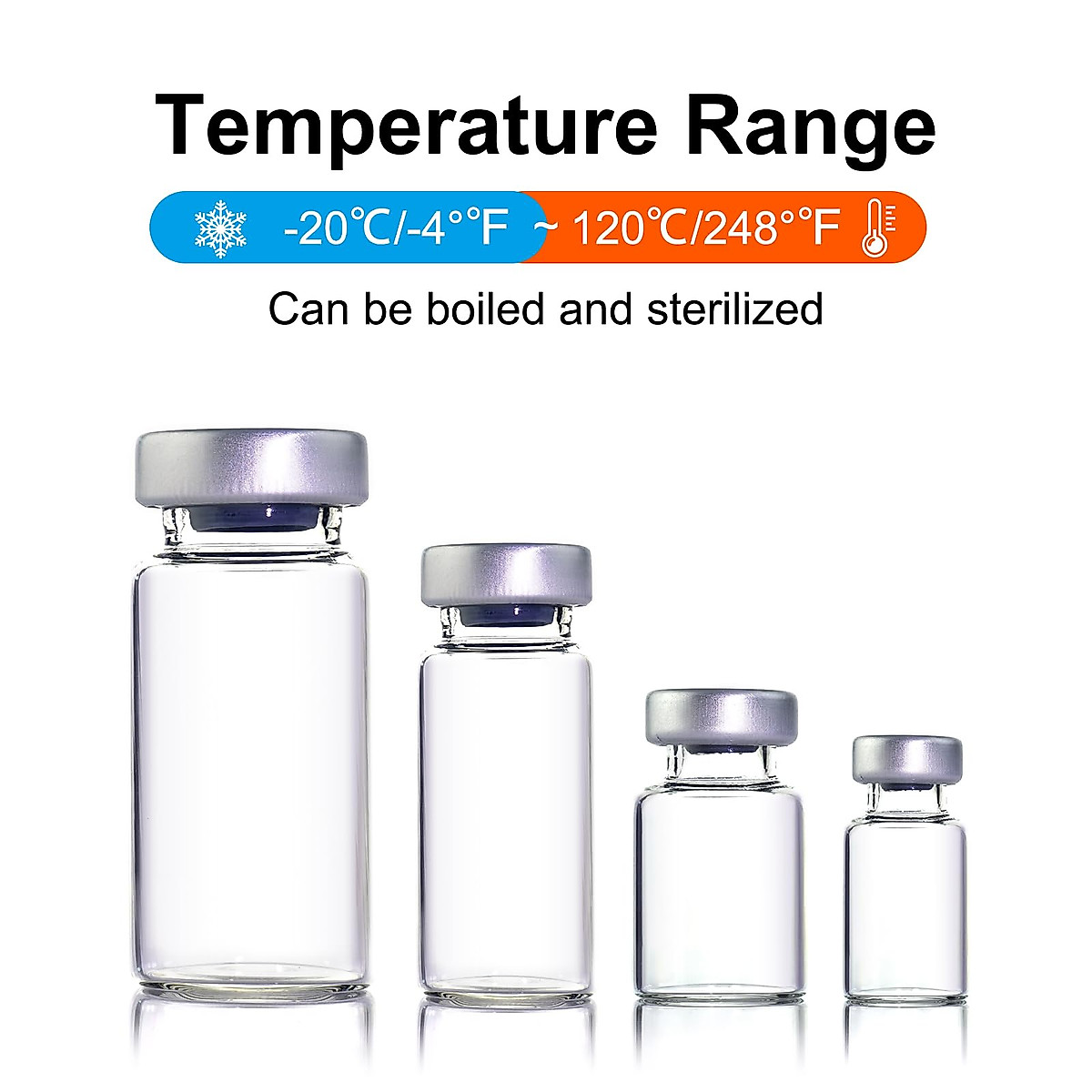 10 Pack 5ml Sealed Sample Vials, Transparent Glass Vials with Self Healing Injection Port(10, 5ML)