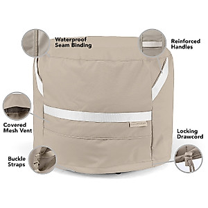 Covermates Round Accent Table Cover - Patio Outdoor Furniture Cover, Water Resistant Outdoor Ottoman/Side Table Cover, Prestige 900D Polyester, 54DIAMETER x 25H, Clay