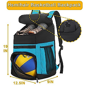 Hsmihair Basketball Backpack&Soccer Bag Youth Soccer backpack with Separate Ball holder & Shoes compartment, Best for Basketball, Volleyball,Football, Soccer,Gym,Swim Training.