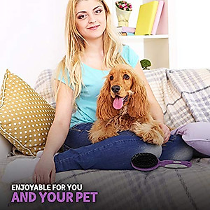 Soft Bristle Dog Brush For Short Haired Cats Or Dogs - Firm Bristles To Remove Dust, Dirt, And Loose Fur - Hook And Rubber Handle