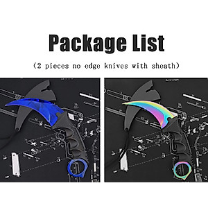 ZLIXING 2 Pieces Karambit Knife Trainer Dull Fixed Blade Practice Training Hunting Knives with Sheath Cool Stuff Gadgets Men Gifts Idea for Csgo