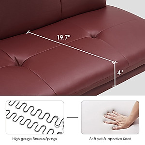 MCombo Modern Loveseat Chairs, Faux Leather Armless Settee Bench, 2-Seater Upholstered Sofa Couch for Living Room Office W706 (Loveseat, Grey)