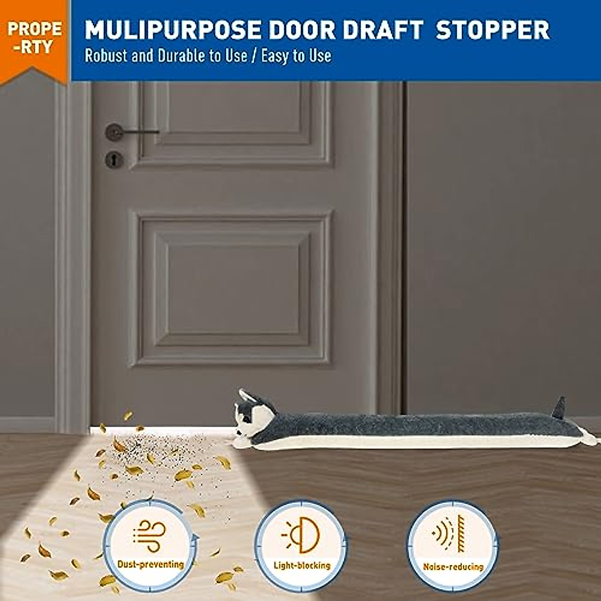 MAGZO Under Door Draft Stopper 36 inch, Cute Husky Dog Door Draft Blocker Sound Noise Cold Air Wind Dust Proof Energy Saving…
