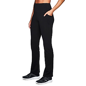 RBX Active Women's Yoga Pants Cotton Spandex Bootcut Legging W/Pockets Ctn Black S