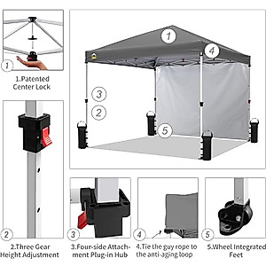 CROWN SHADES Pop Up Canopy Tent 10X10 Commercial Instant Canopy Tent Outdoor (10x10, Grey)