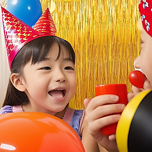 XIKSXITN 2 Pack Gold Fringe Curtains Backdrop, 3.2ftx 8.2ft Gold Streamers, Fringe Backdrop for Photo Booth Wedding Graduations Birthday Party Backdrop