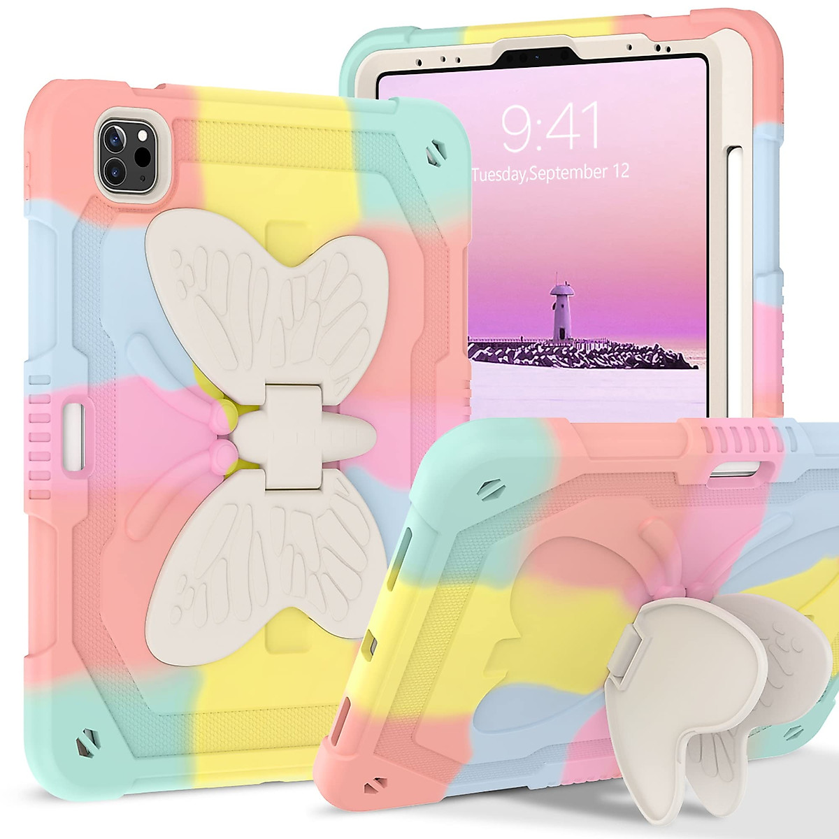 BENTOBEN for iPad Pro 11 inch Case, iPad Air 5th/4th Generation Case, 2 in 1 Heavy Duty Rugged Shockproof Kickstand Pencil Holder Girls Women Kid iPad Pro 11 inch Tablet Cover, Rose Gold