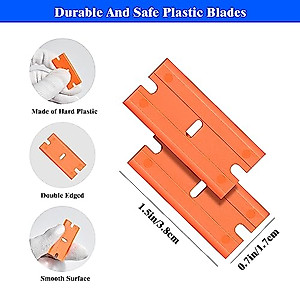 REEVAA Plastic Razor Blades Scraper Tool W/20PCS Plastic Blades For Window Tint,Vinyl Wrap,Plastic Razor Blade Scraper Sticker Remover,Label,Decal Adhesive Scraper For cleaning,Paints On Window Glass