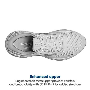 Brooks Women’s Adrenaline GTS 23 Supportive Running Shoe - White/Oyster/Silver - 8.5 Medium