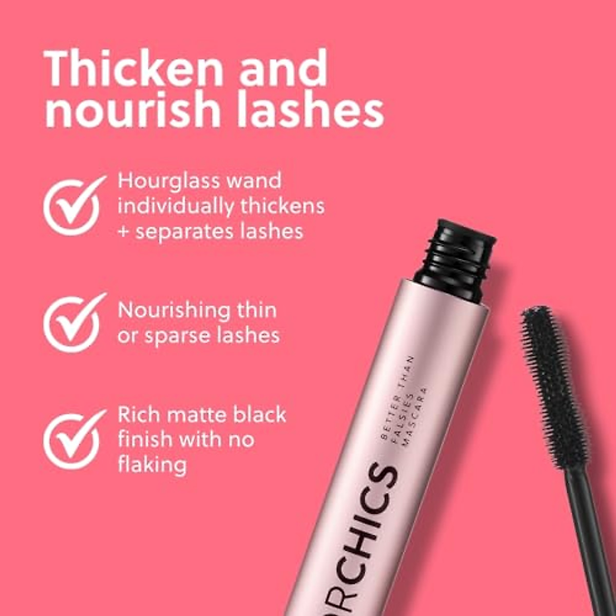 ForChics Better Than Falsies Mascara | Eyelash Growth Mascara that Heals | Volume & Length | Moisturizing Black Mascara for Sensitive Eyes