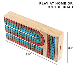 Brybelly Cribbage Board Game Set - Traditional Wooden Board Game, Classic 3-Track Layout, Plastic Pegs - Standard Deck of Playing Cards Included - Folding Portable Storage