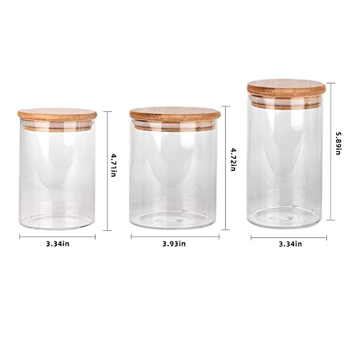 IZEJAZT Glass Jars With Bamboo Lids. 5 Pc Set of Air Tight Sealable Containers. Food Jar Canisters with Airtight Lid for Pantry Storage and Kitchen Organization.