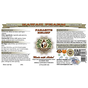 HawaiiPharm Parasite Relief, Veterinary Natural Alcohol-Free Liquid Extract, Pet Herbal Supplement 2 oz