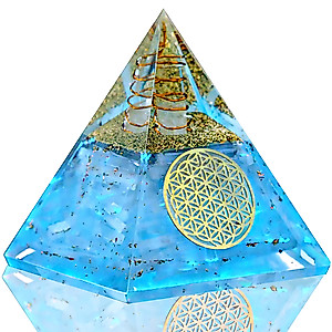Anaya Agate Selenite Glow Crystal Pyramid – Handmade Selenite Orgone Pyramid for High Frequency Vibration, Powers of Manifestation – White Copper Pyramid Promotes Peace and Calmness