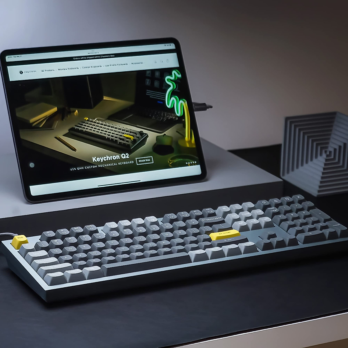 Keychron Q6 Wired Custom Mechanical Keyboard, QMK/VIA Programmable Macro, Full-Size Aluminum RGB Backlit, Double Gasket Hot-Swappable Gateron G Pro Brown Switch Compatible with Mac Windows Linux-Grey