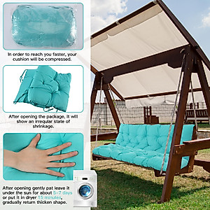 Barydat 2 Pcs 59 x 19.6 Inch Waterproof Bench Cushions for Outdoor Furniture Thicken Patio Swing Cushions 2/3 Seater Couch Cushion Backrest Replacement with Ties for Garden Porch Lounger, Turquoise