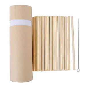 50pcs-100% Natural Bamboo straw Reusable Bamboo Drinking Straws Eco-friendly Biodegradable straws|1pcs Storage Box |1pcs Cleaning Brushes