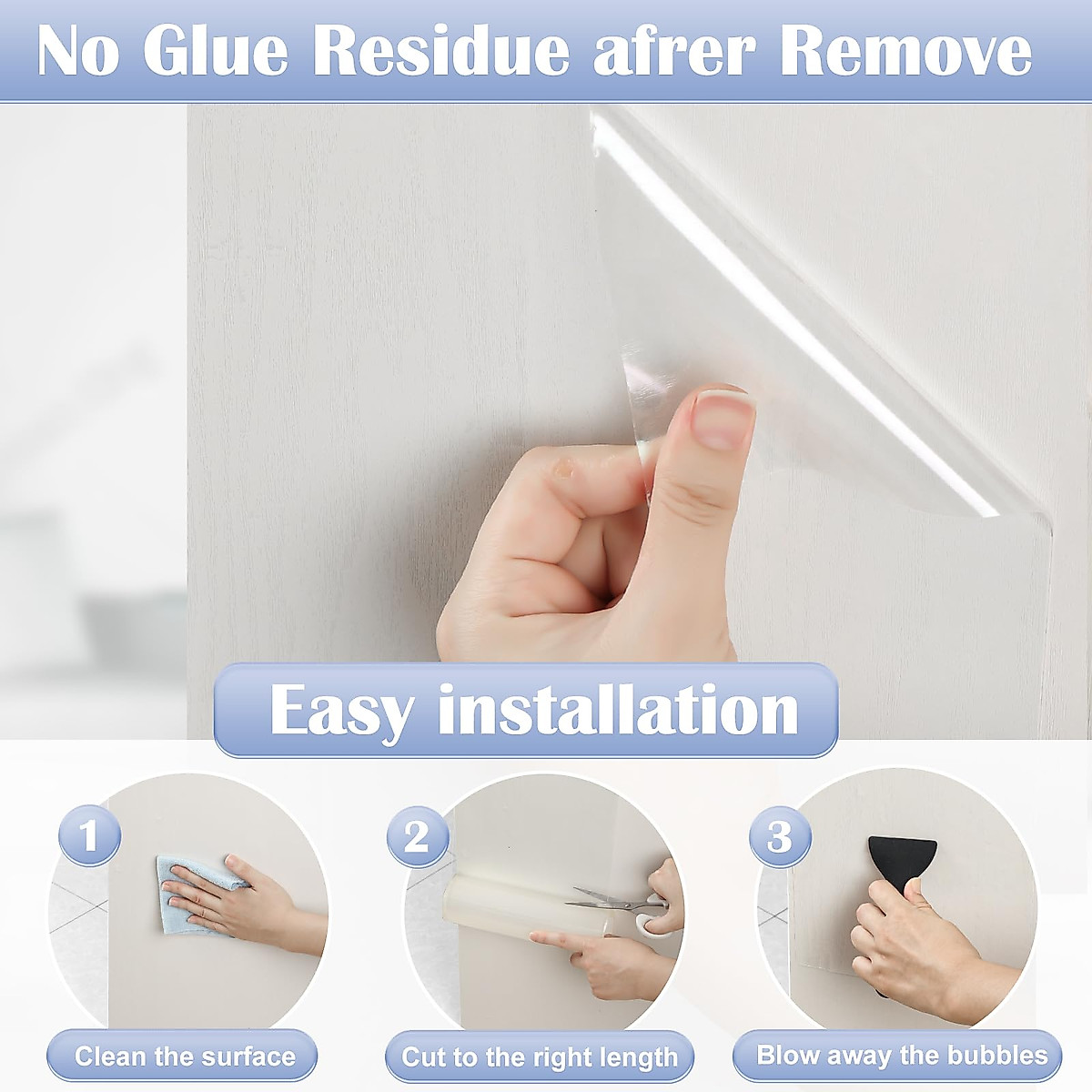 Delffyns Door Scratch Protector from Dog Scratching, 200'' x 8.3'' Anti Scratch Guard Deterrent Tape, Ultra Durable Pad for Cats Dogs, Door Frame Protector for Screen Door, Window, Wall, Chari Leg