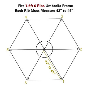 Sunnyglade 7.5Ft 6 Ribs Umbrella Canopy Replacement Patio Top Cover For Market Umbrella (Tan)