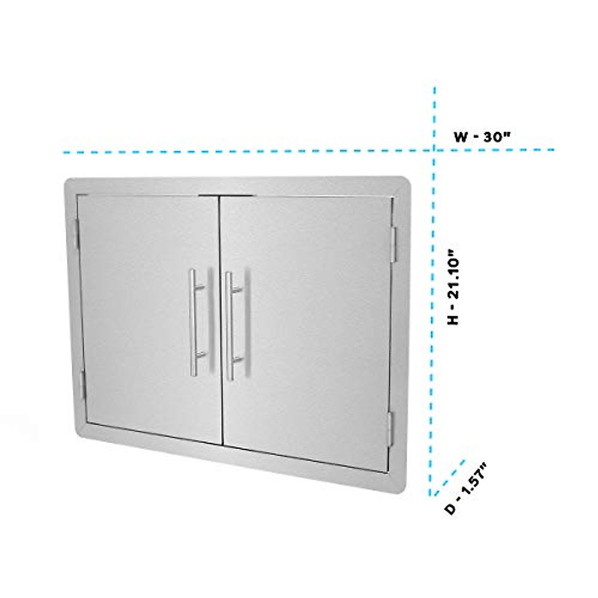 AdirHome Stainless Steel Grill Double Access Single-Face Door - Easy Install Heavy Duty Stainless Steel Rust Resistant Access Door with Chromium Plated Handle (30 Inch)