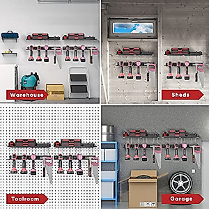 Doozx Power Tool Organizer, Drill Holder, Power Tool Organizer Wall Mount, Power Tool Storage, Heavy Duty Drill Holder Wall Mount, Drill Storage Rack For Garage, Solid Metal Black 2 pack 4 set