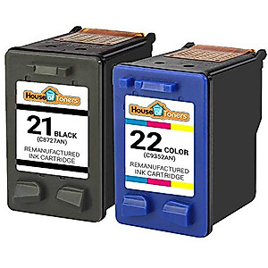 Houseoftoners Remanufactured Ink Cartridge Replacement for HP 21 & 22 for Officejet 4310, 4315, J3625, J3635, Deskjet 3915, 3930, D1420, D1455, F2224, F2240 Printers (1 Black & 1 Color, 2-Pack)