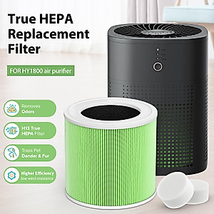 HY1800 Replacement filter Compatible with CHIVALZ/MORENTO/AYAFATO/IOIOW and Loytio Purifier, H13 True HEPA Filter with Extra 4-Pieces aroma pad
