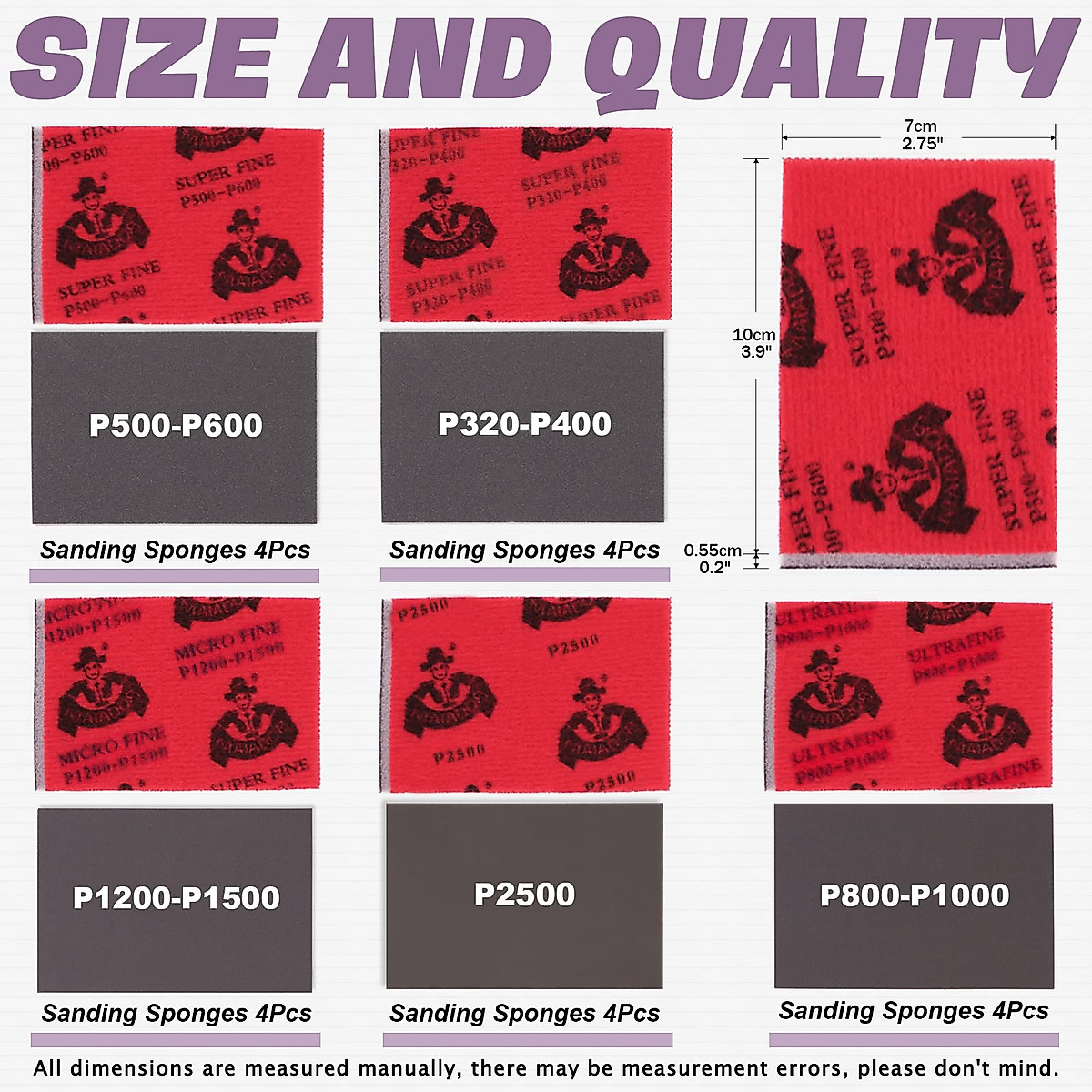 Swpeet 32Pcs 5 Sizes #240-5000 Grit Ultra Fine Sanding Sponge Sanding Pads and 6 Sizes Grit Wet Dry Sandpapers Sheets Assortment Kit, Soft Foam Sand Block Wet Dry Flexible Sanding Pads