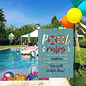 Summer Garden Flag Pool Rules Signs Decor Vertical Double Sided Swimming Pool Decorations Outdoor 12.5 x 18 Inch Pool Rules-1-1