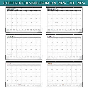 2024 Desk Calendar - Desk Calendar 2024, 17"x12" Desktop Calendar, Jan. 2024 - Dec. 2024, Corner Protectors, Large Ruled Blocks