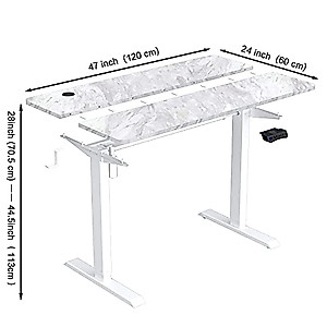 Win Up Time Electric Standing Desk- Adjustable Height Desk, Sit Stand Desk Frame & 48 x 24 Inches Table Top, Adjustable Desks for Home Office, Marbling Style
