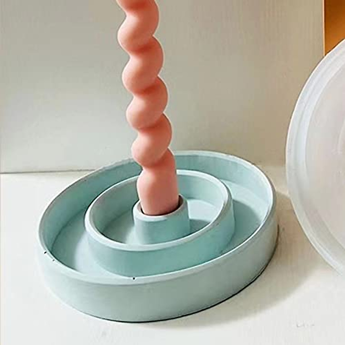 Round Candlestick Silicone Mold Gypsum Plaster Mold Lipstick Holder Tray Mold for DIY Jewelry Organizer Home Craft Decor