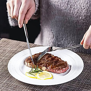 Drun 9-Piece Dinner Knives Set, Stainless Steel Silverware Set, Mirror Polished Kitchen Utensil Use for Home, Kitchen or Restaurant, Flatware Cutlery Dishwasher Safe (Silver 9 Inch)