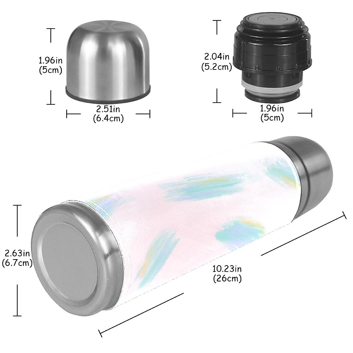 Stainless Steel Leather Vacuum Insulated Mug Colorful Texture Thermos Water Bottle for Hot and Cold Drinks Kids Adults 16 Oz