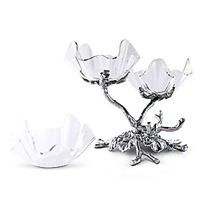 Arthur Court 3-Tiered Acrylic Bowl Stands Grape Pattern Sand Casted in Aluminum with Artisan Quality Hand Polished Tarnish Free Lightweight Serving Bowls 9.5 inch x 12 inch